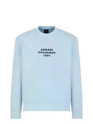 Armani Exchange Crew-neck Sweatshirt With Logo Embroidery - Blue