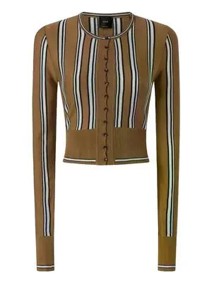 Pinko Striped Button Cardigan - Brown