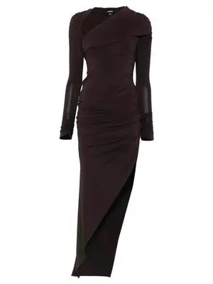 Amen Draped Asymmetrical Dress - Brown