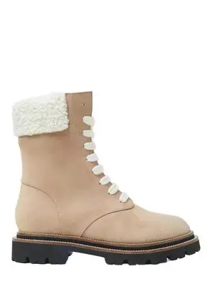 Peserico Lace-up Shearling-trim Boots - Brown