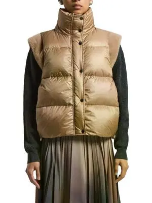 Peserico Quilted Shearling-trimmed Gilet - Brown