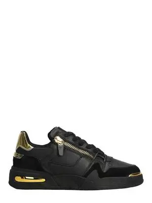 GIUSEPPE ZANOTTI Zip-detail Leather Sneakers - Black