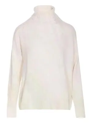 ALLUDE Ribbed Turtleneck Cashmere Sweater - White