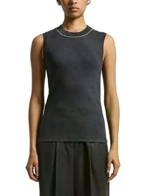 Peserico Embellished-neck Sleeveless Top - Grey