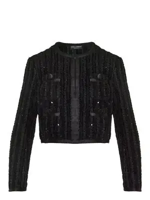 Dolce & Gabbana Sequin-embellished Tweed Jacket - Black