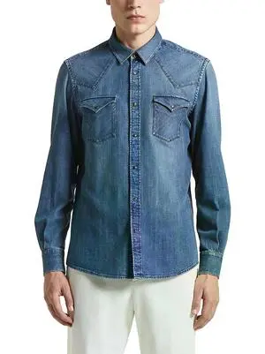 Peserico Long-sleeves Denim Shirt - Blue