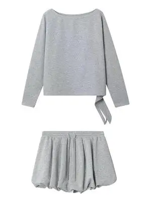 B+AB Boat-neck Balloon-hem Set - Grey