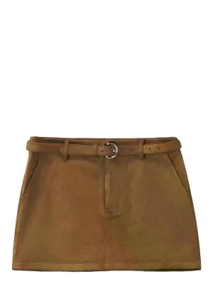 B+AB Belted Pocket Mini Skirt - Brown