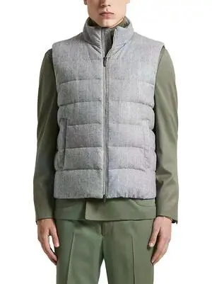 Peserico Pinstripe Quilted Gilet - Grey