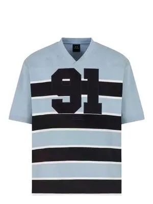 Armani Exchange Striped V-neck T-shirt - Blue