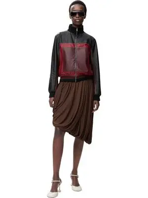 Loewe Cropped Nappa Lambskin Jacket - Black/burgundy