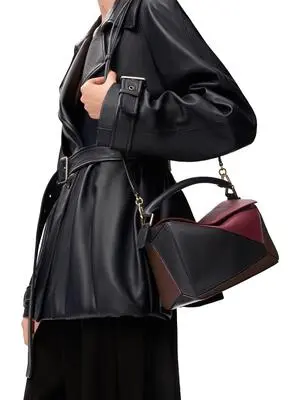Loewe Small Puzzle Bag - Black/burgundy
