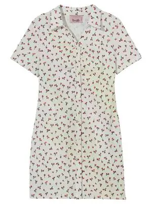 B+AB Cherry Print Mini Shirt Dress - White