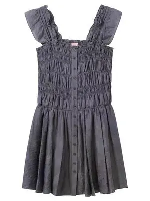 B+AB Ruffled Smocked Mini Dress - Grey