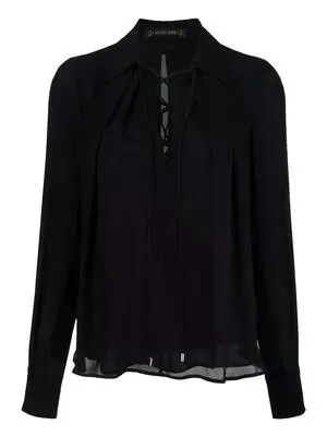 Plein Sud Lace-up Blouse - Black