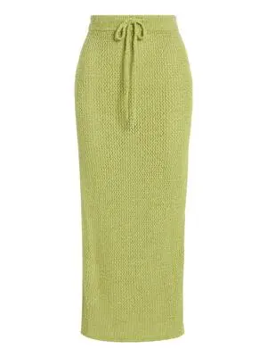 THE ELDER STATESMAN Selerino Bouclé-knit Mulberry Silk Maxi Skirt - Light Green