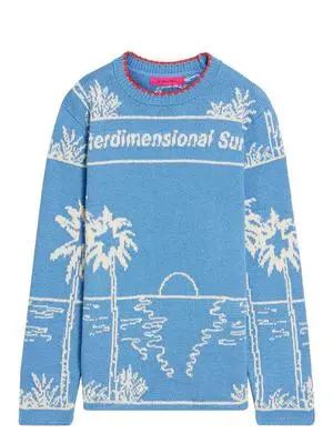 THE ELDER STATESMAN Nora Jacquard-knit Cotton Sweater - Light Blue