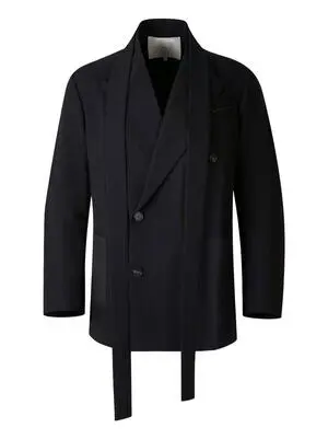 SETCHU Double-breasted Tie-detail Blazer - Black