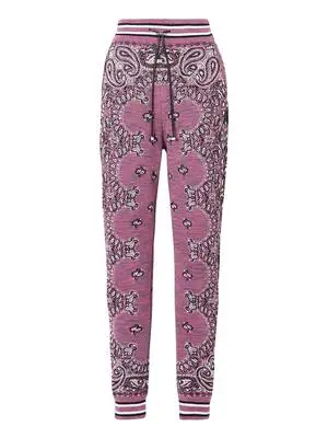 Amiri Embroidered Spacedyed Cotton-jacquard Track Pants - Violet