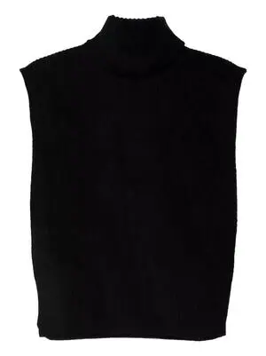 DAVANTINO Wool Turtleneck Sleeveless Sweater - Black