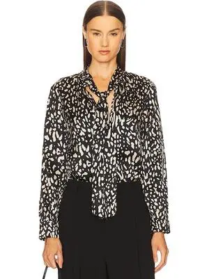 NILI LOTAN Janese Blouse - Large Black Cheetah Print