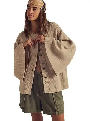 Free People Cape Cardigan - Birch
