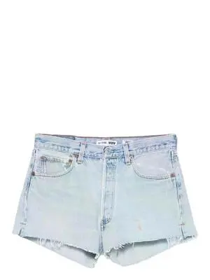 RE/DONE Frayed-edges Denim Shorts - Blue