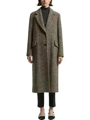 Peserico Herringbone Tweed Coat - Brown