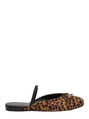 STUART WEITZMAN Bow-detail Leopard-print Mules - Brown