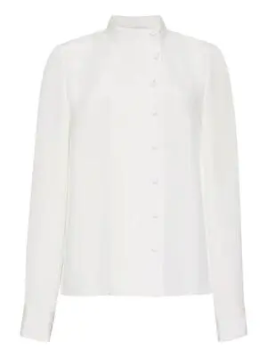 ADAM LIPPES Alina Pleated Long-Sleeve Blouse