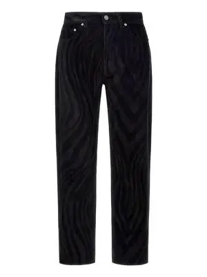 Roberto Cavalli Zebra-print Velvet Trousers - Black