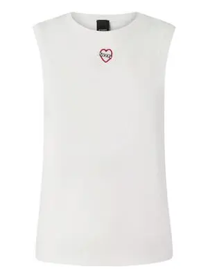 Pinko Heart-embroidered Sleeveless Tank Top - White