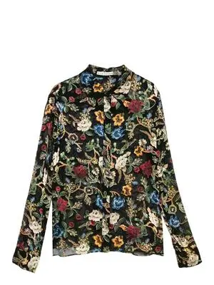 Alice + Olivia Willa Floral-print Long-sleeve Blouse - Black