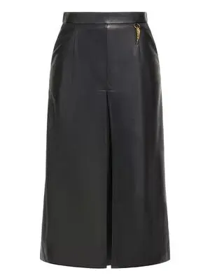 Roberto Cavalli Leather Pleat-front Midi Skirt - Black