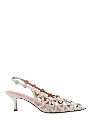 Attico 50mm Grid Slingback Pumps - White