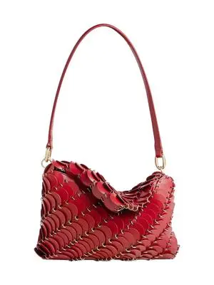 Rabanne Scale-pattern Leather Shoulder Bag - Red