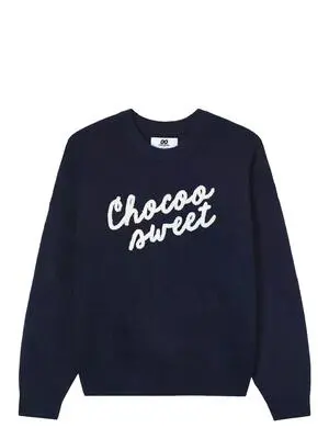 CHOCOOLATE Embroidered Lettering Sweater - Blue