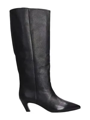 Ash Knee High Leather Boots - Black