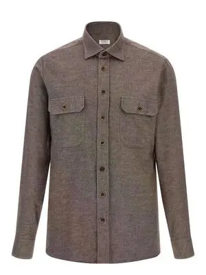 BORRIELLO NAPOLI Button-front Long-sleeve Shirt - Brown