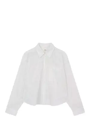 STUDIO TOMBOY Elastic-hem Striped Shirt - White