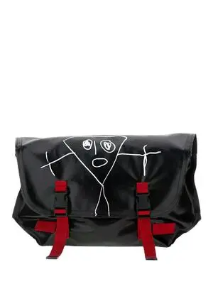 Plan C Doodle-print Buckle Shoulder Bag - Black