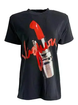 Vaquera Lipstick Print T-shirt - Black