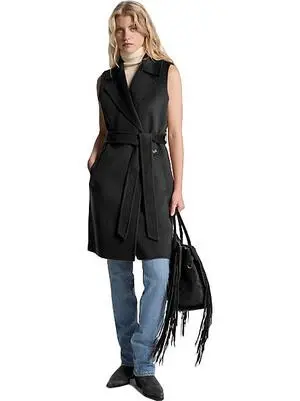 Michael Kors Wool-blend Belted Wrap Vest - Black