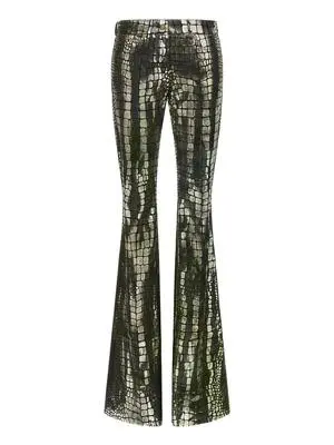 Roberto Cavalli Crocodile-effect Leather Trousers - Silver