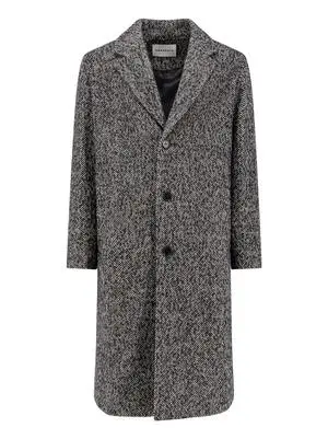 AMARANTO Herringbone Wool Coat - Black