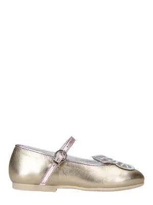 SOPHIA WEBSTER Leather Butterfly Embroidered Ballet Flats - Gold