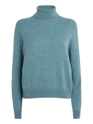 Johnstons Of Elgin Cashmere Rollneck Sweater - Blue