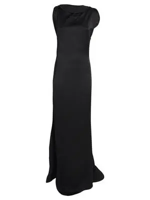 Victoria Beckham Satin Side-slit Gown - Black