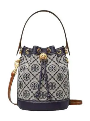 Tory Burch Mini T Monogram Bucket Bag - Tory Navy Blue