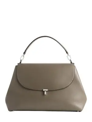 TOTEME T-lock Leather Satchel - Taupe